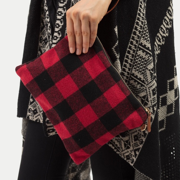 Bags | Red Black Buffalo Check Crossbody Bag Purse Trendy | Poshmark